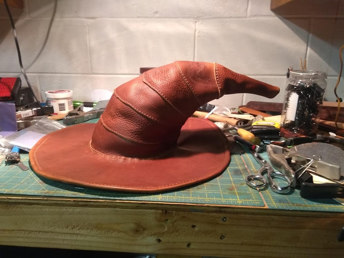 Handmade to Order, Leather Witch Wizard Sorcerer Hat Cosplay Wicca ...