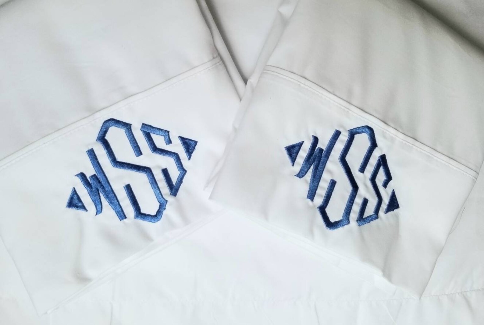 100% Cotton Monogrammed White Sheet Set Custom Diamond | Etsy