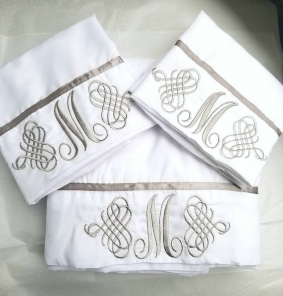 Monogrammed Sheet Set Custom Embroidery Monogrammed - Etsy