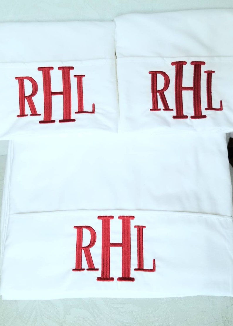 Monogrammed White Sheet Set Custom Embroidery Monogrammed - Etsy