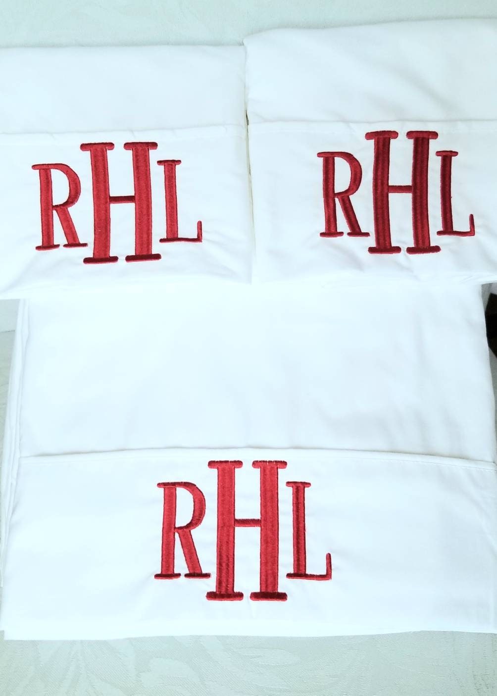 Monogrammed White Sheet Set Custom Embroidery Monogrammed Bedding Queen ...