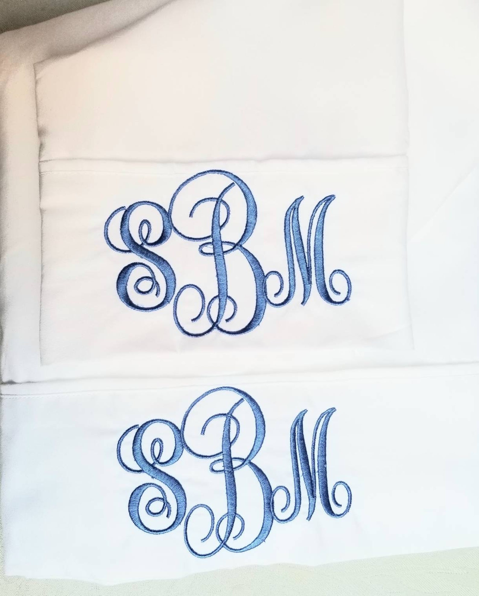 Sheets Monogrammed Personalized Set Embroidered White Bedding Queen ...