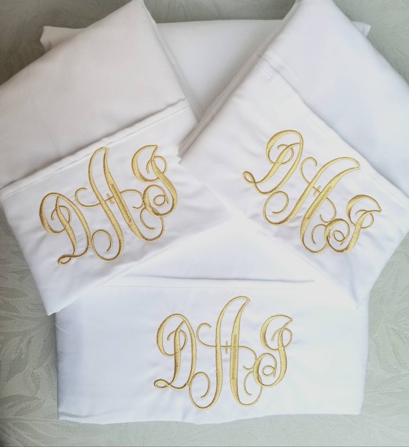 Sheets Monogrammed Personalized Set Embroidered White Bedding Queen ...