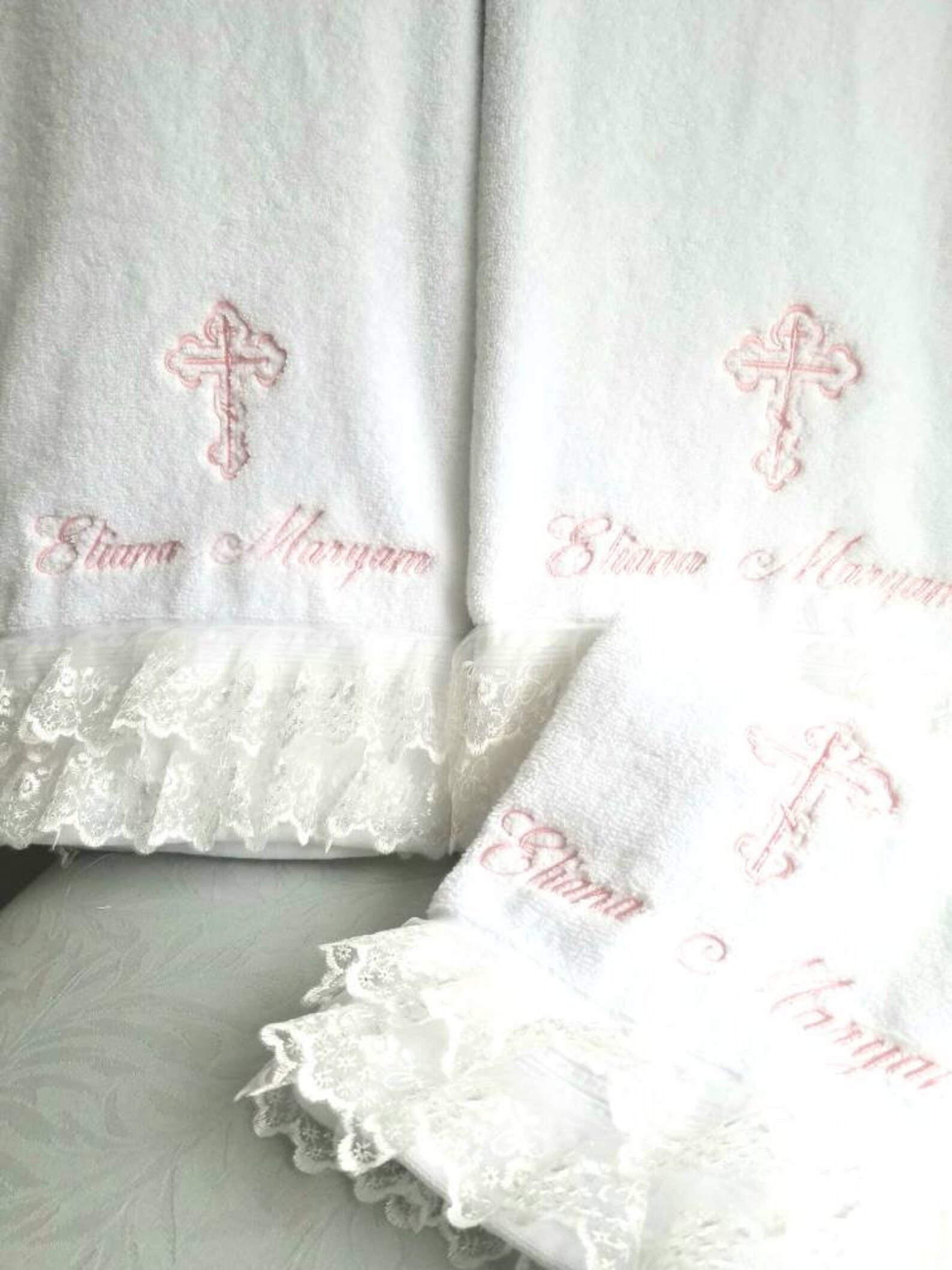 Personalized Baptism Towels and Oil Sheet for Greek Orthodox Baptism ...