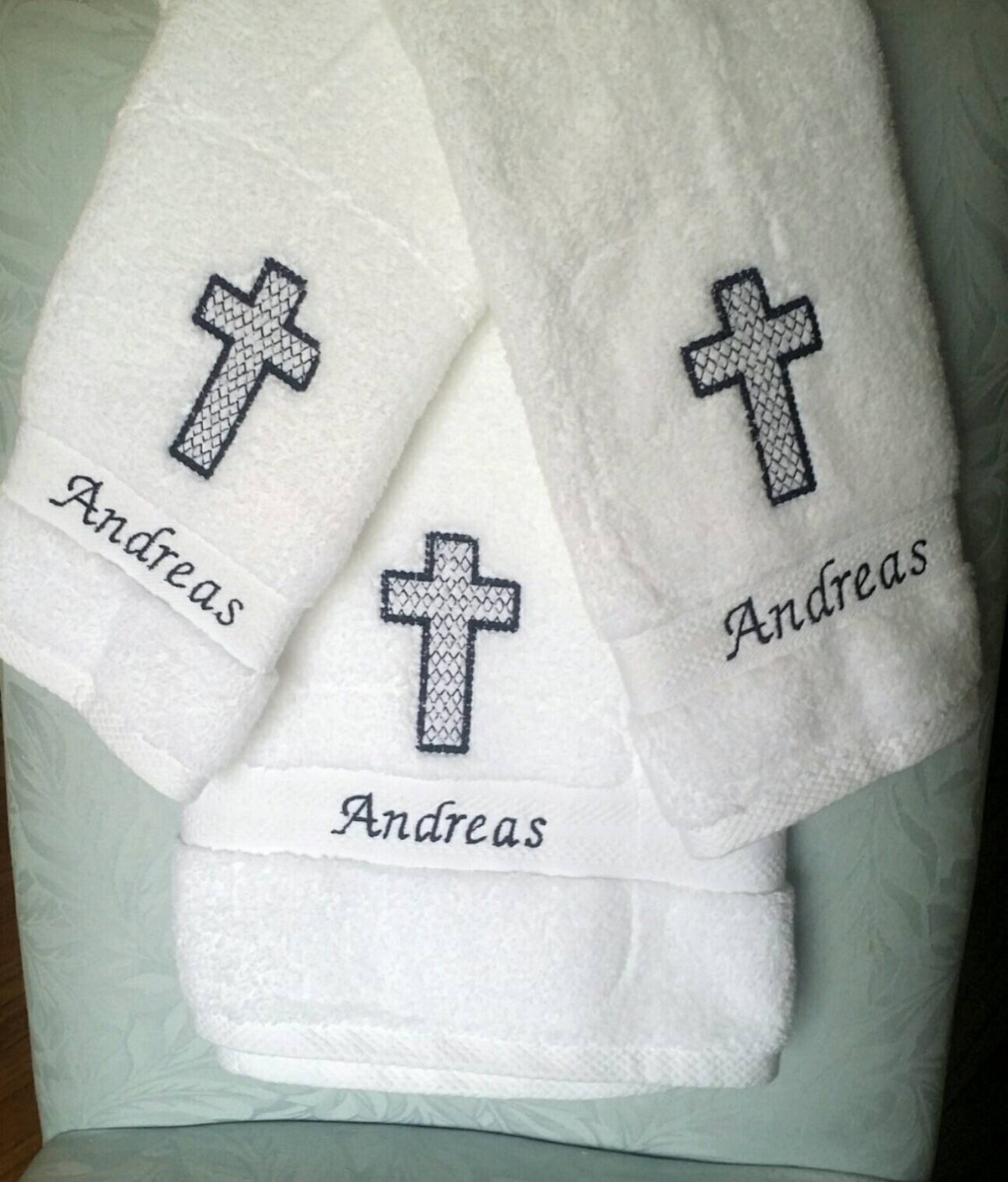 Personalized Baptism Towels and Oil Sheet for Greek Orthodox - Etsy