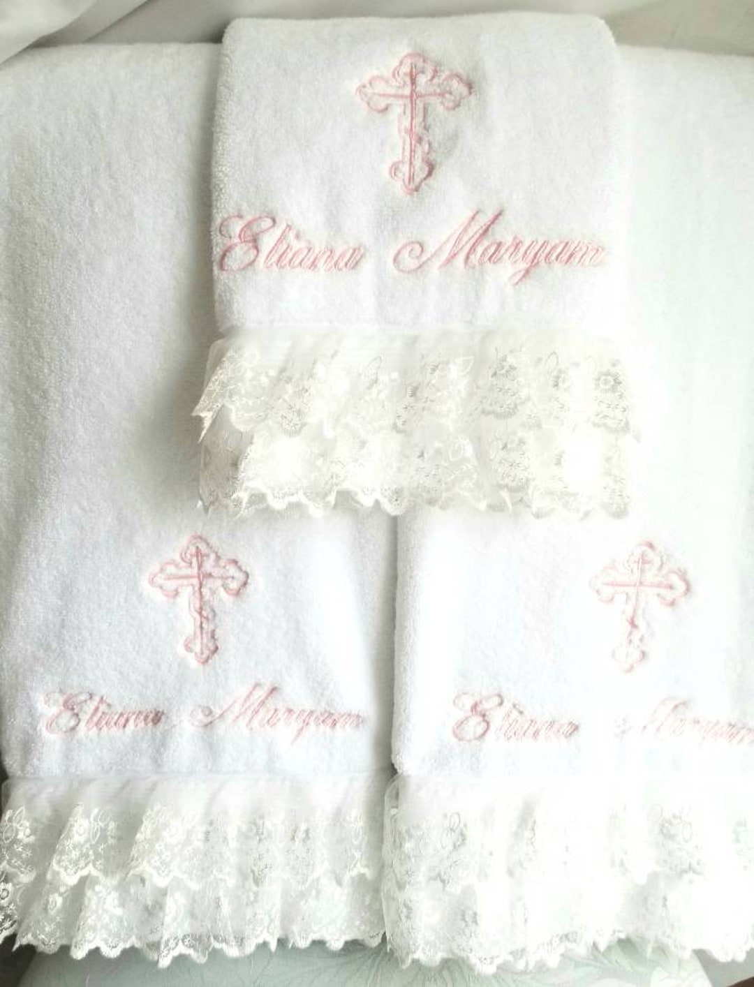 Personalized Baptism Towels and Oil Sheet for Greek Orthodox Baptism ...
