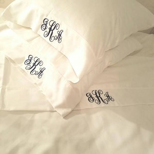 Monogrammed Sheet Set Custom Embroidery Monogrammed Bedding Queen Twin ...