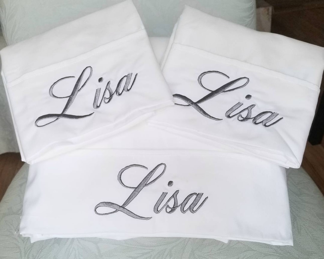 Sheets Personalized With Name White Set Custom Embroidery Bedding Queen ...