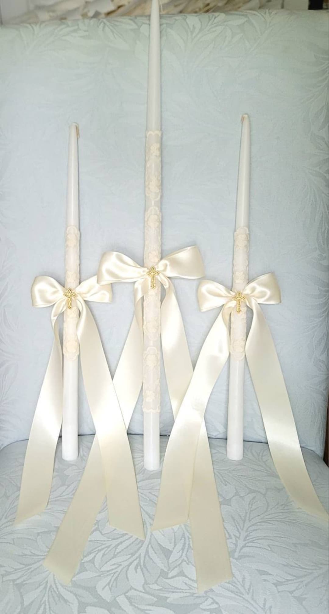 Greek Orthodox Baptism Candles Lambada Christening Ivory and Lace ...