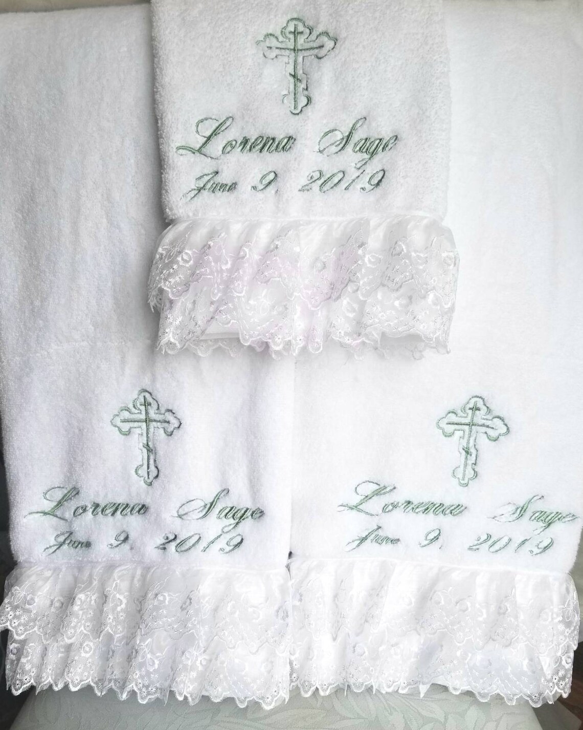 Personalized Baptism Towels and Oil Sheet for Greek Orthodox Baptism ...