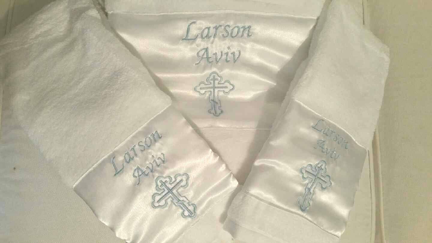 Personalized Baptism Towels and Oil Sheet for Greek Orthodox - Etsy