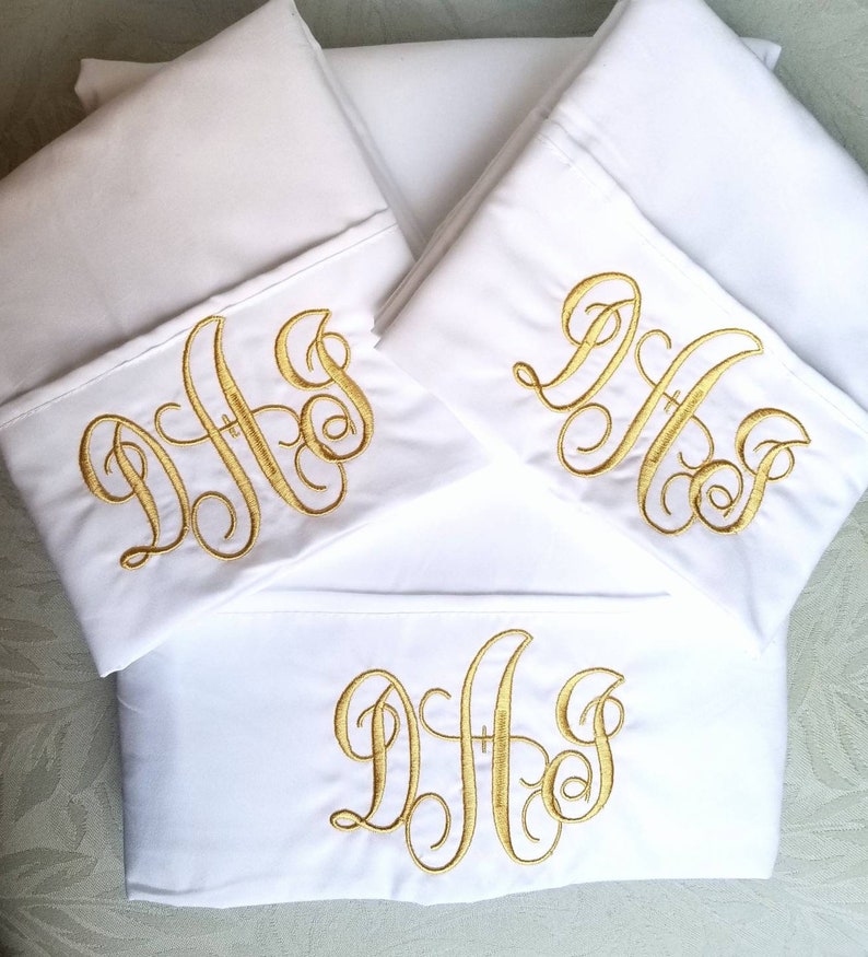 Sheets Monogrammed Personalized Set Embroidered White Bedding - Etsy