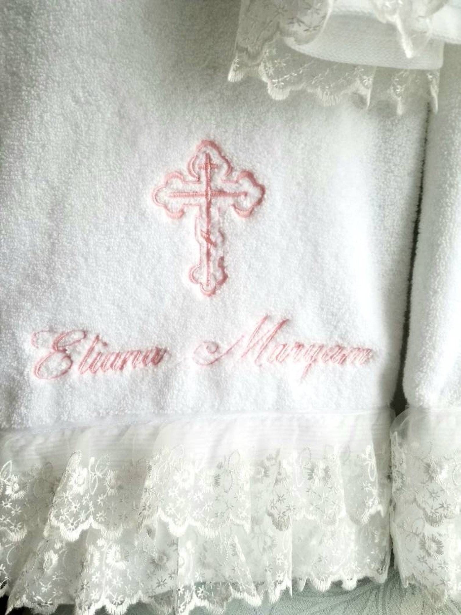 Special Listing: Personalized Baptism Towels and Oil Sheet for | Etsy