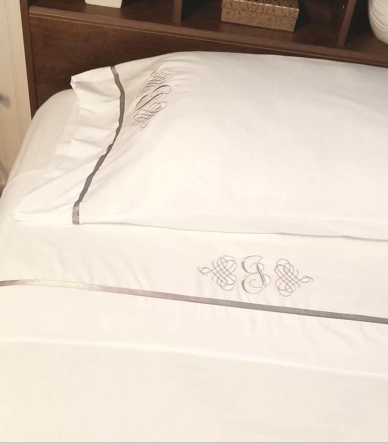 Monogrammed Sheet Set Custom Embroidery Monogrammed - Etsy
