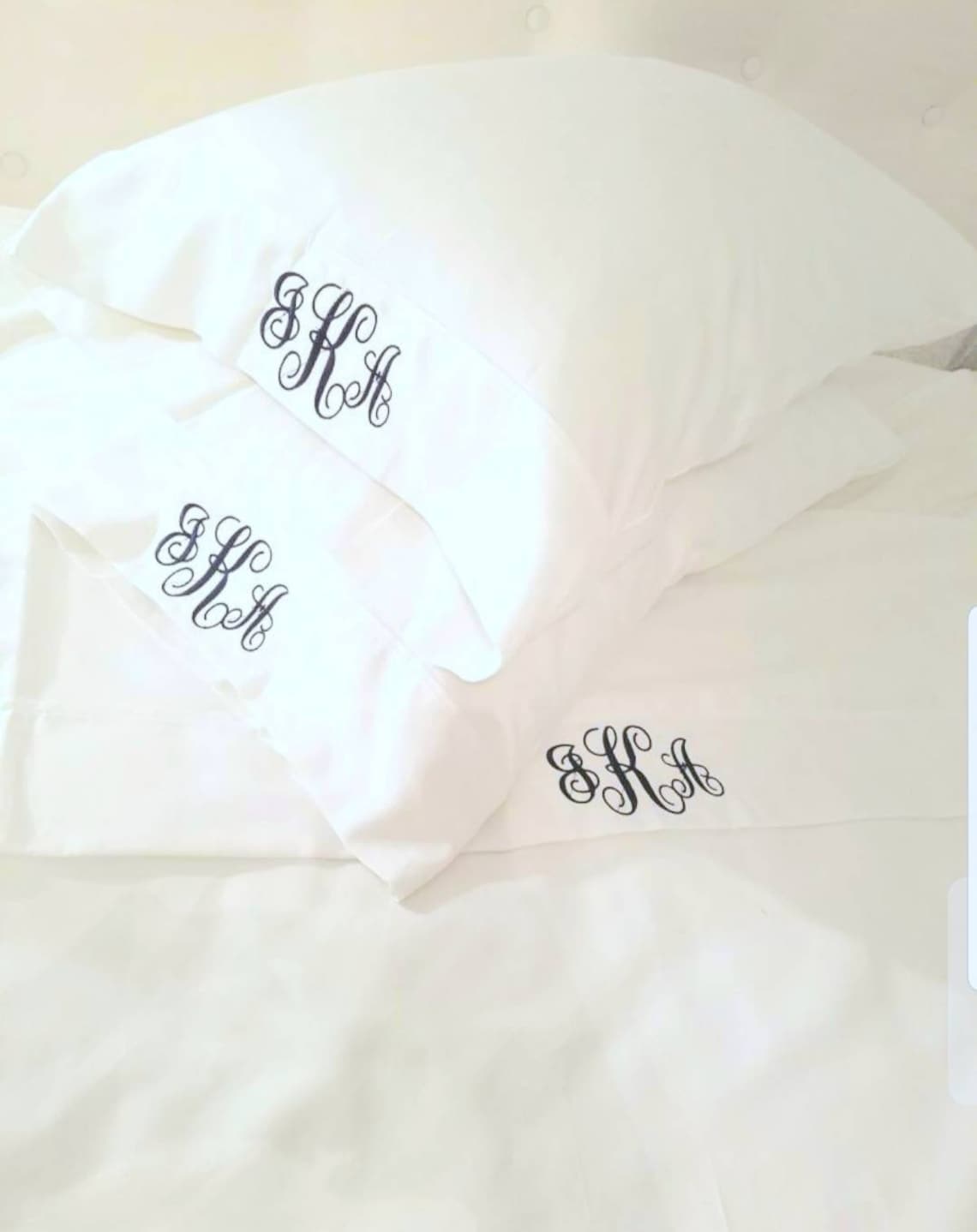 Monogrammed White Sheet Set Custom Embroidery Monogrammed - Etsy