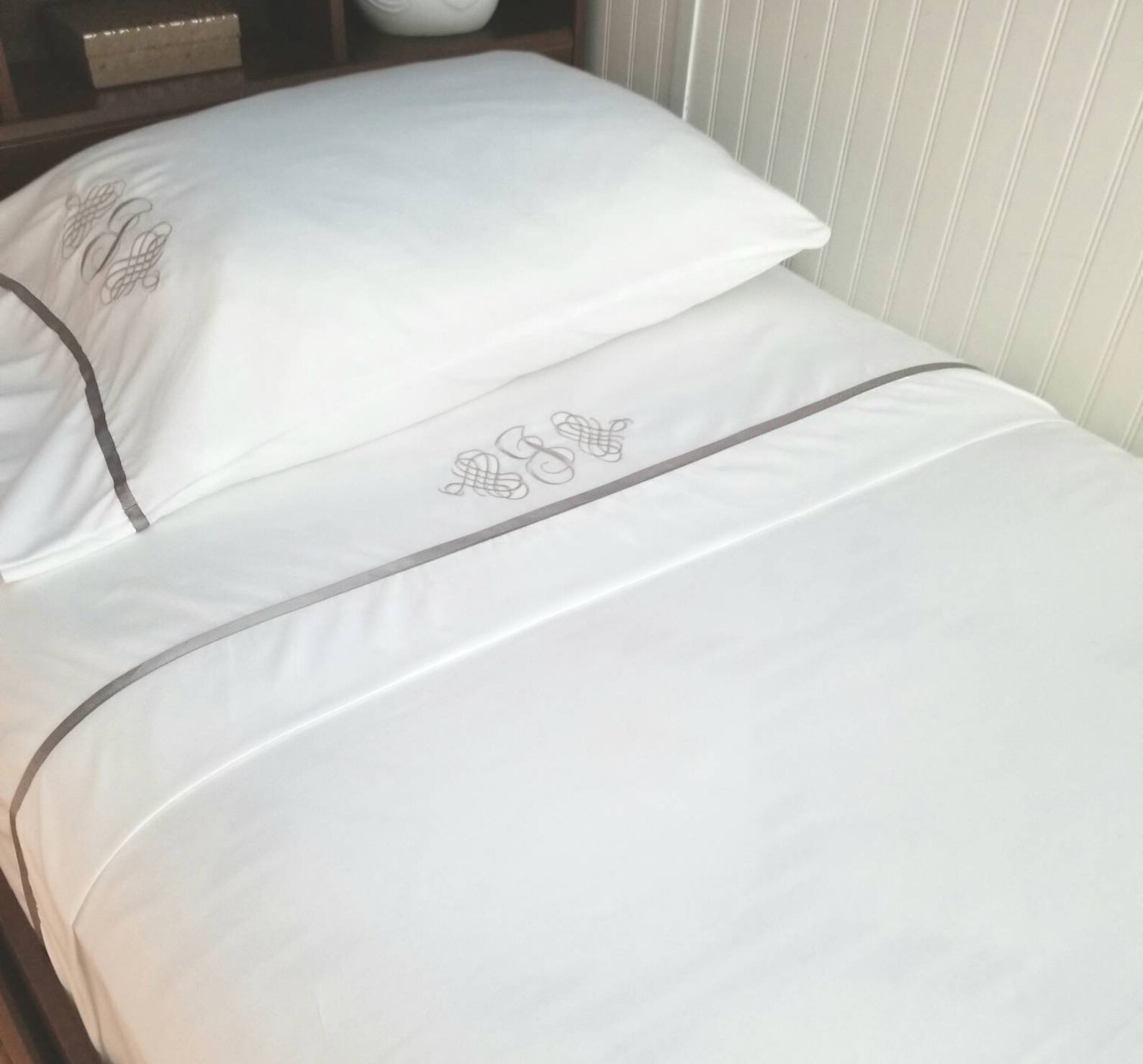 Monogrammed Sheet Set Custom Embroidery Monogrammed - Etsy