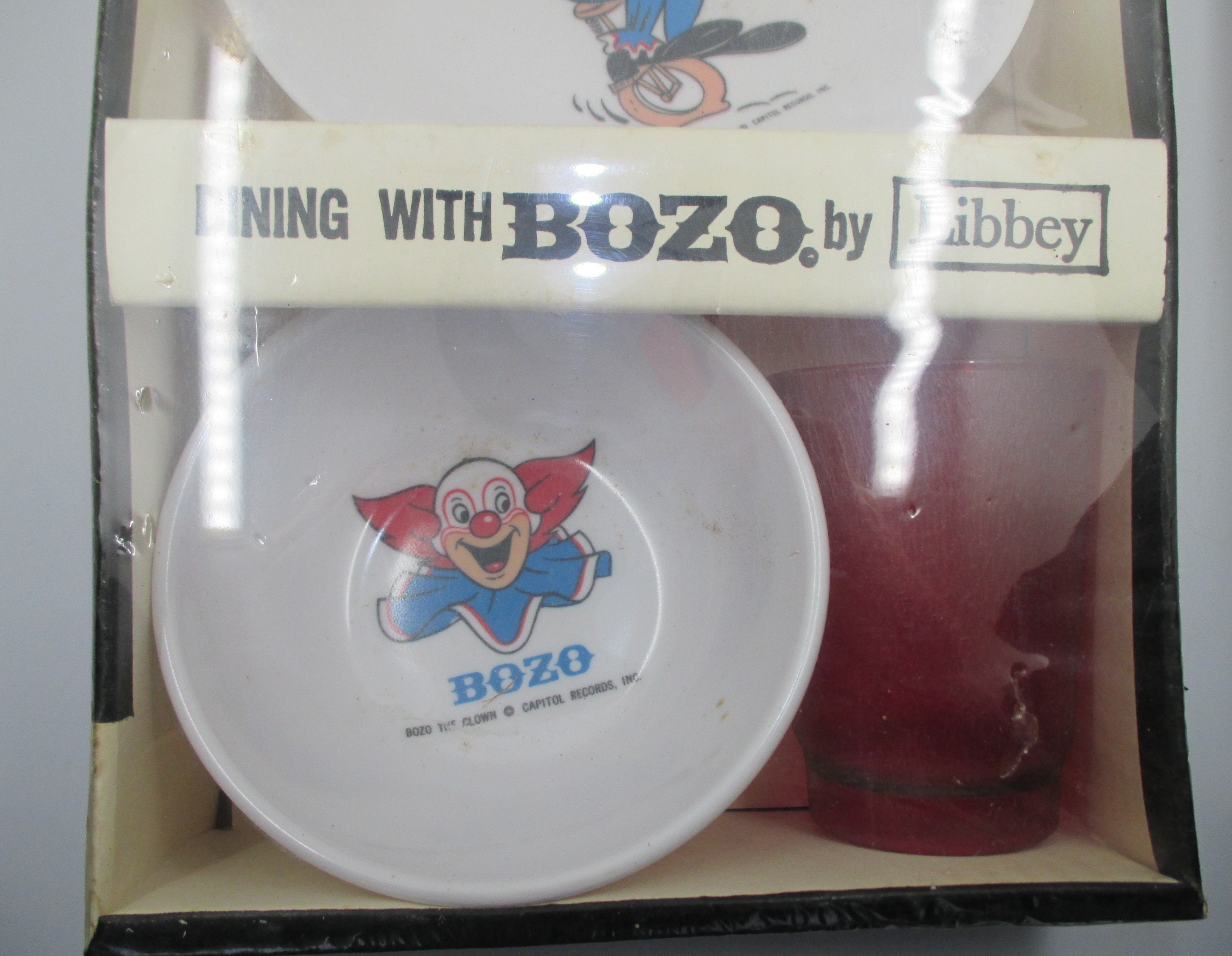 Sealed Vintage Bozo Dishes Dining With Bozo Bozo the Clown Libbey Plate ...