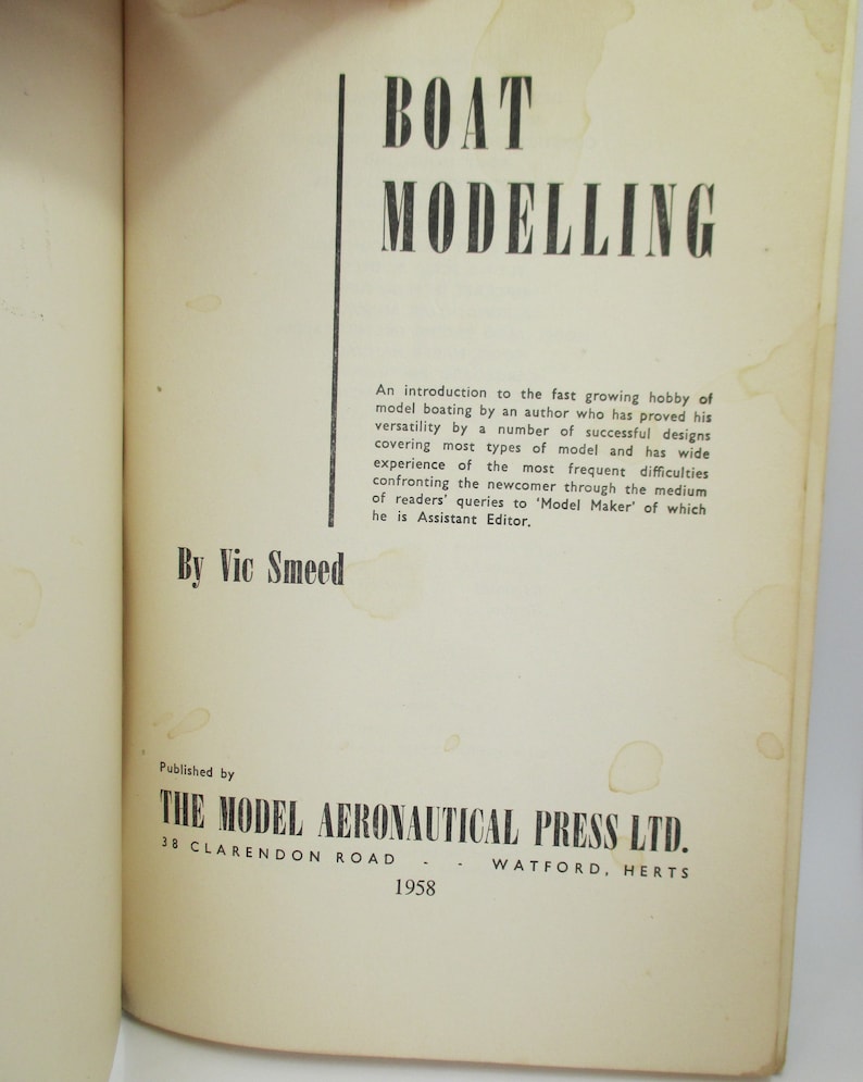 1958 Boat Modelling Book Vic Smeed British Model Boat Building Book ...