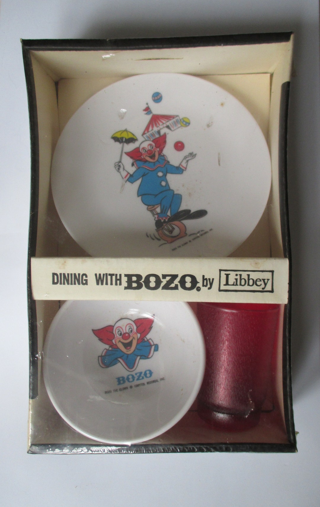Sealed Vintage Bozo Dishes Dining With Bozo Bozo the Clown Libbey Plate ...