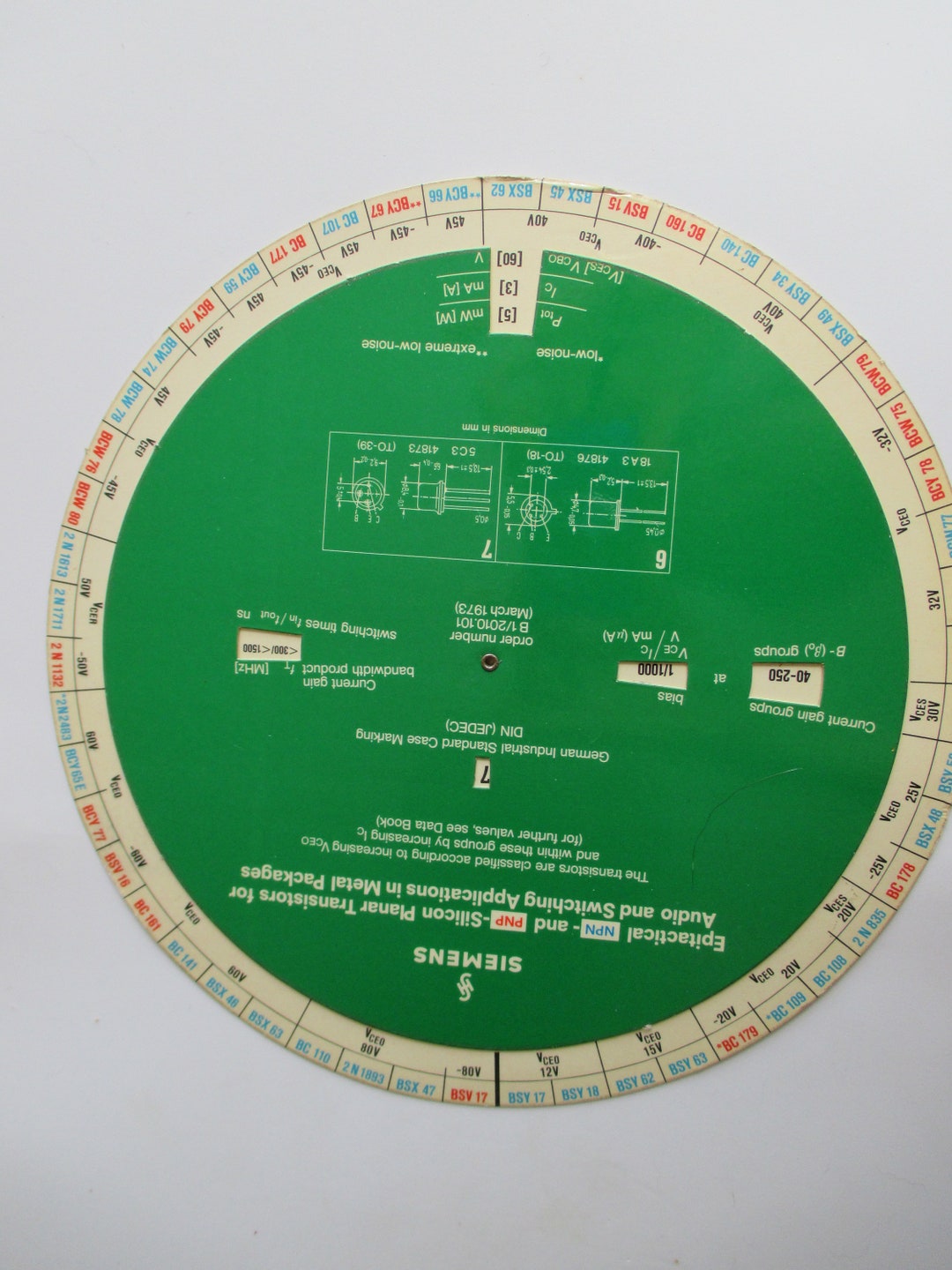 RARE Vintage Siemens Transistor Slide Rule Wheel Transistor Selector ...