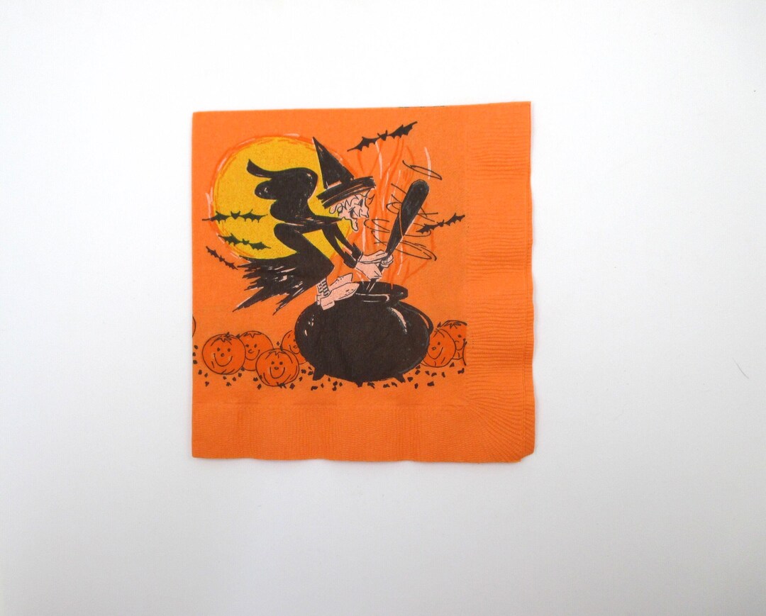 Vintage Halloween Witch Napkin - Mid Century Halloween by Contempo ...