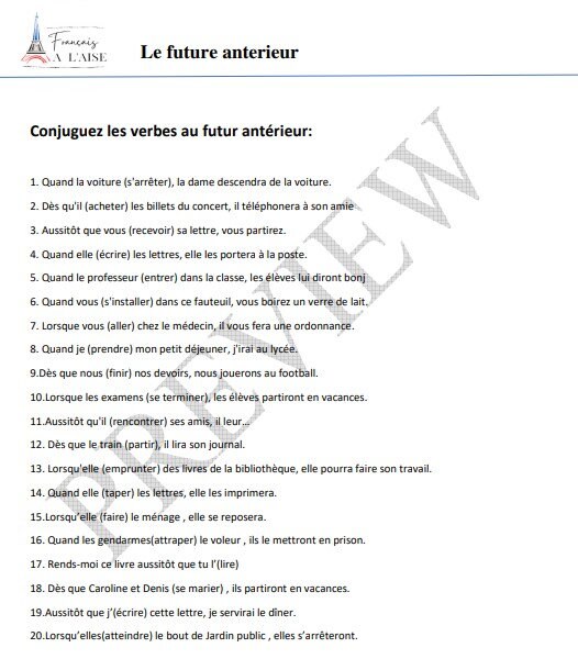 French: Verb Tenses Conjugation Worksheets L Les Temps Convenables L ...
