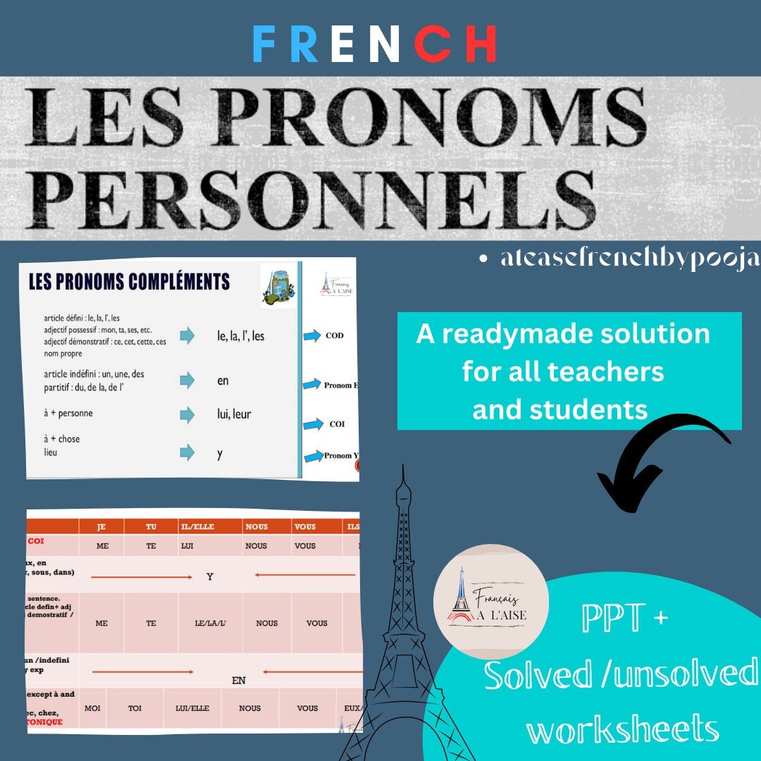 Les Pronoms Personnels L COD L COI I Pronoms Toniques L Pronom Y L ...