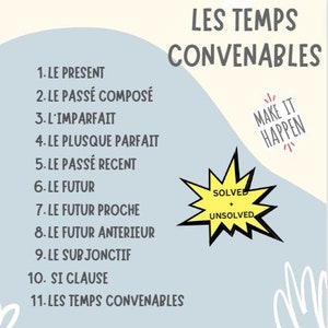 French: Verb Tenses Conjugation Worksheets L Les Temps Convenables L ...