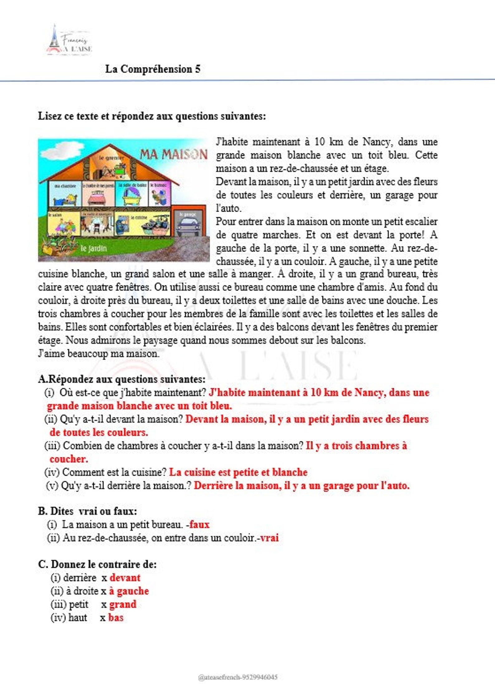 Basic French Reading Comprehension - French Learning, Classroom ...