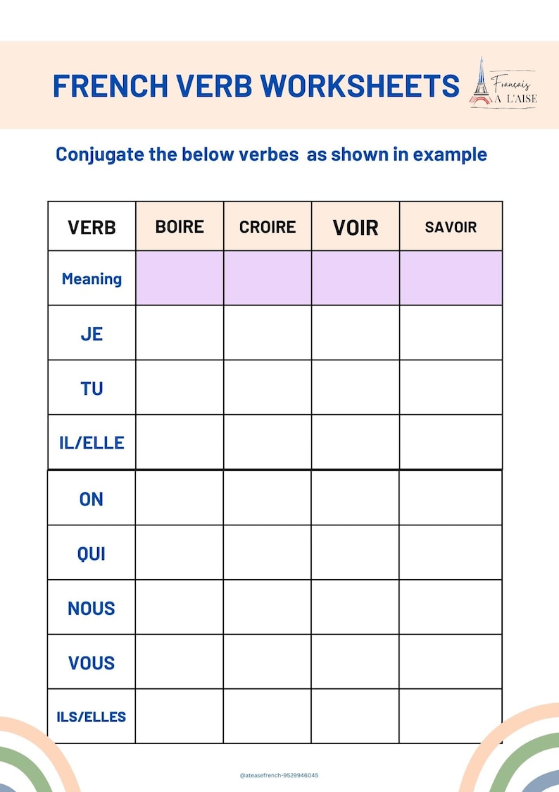 French Verbs Practice Worksheets L Practice Conjugation L Regular ...