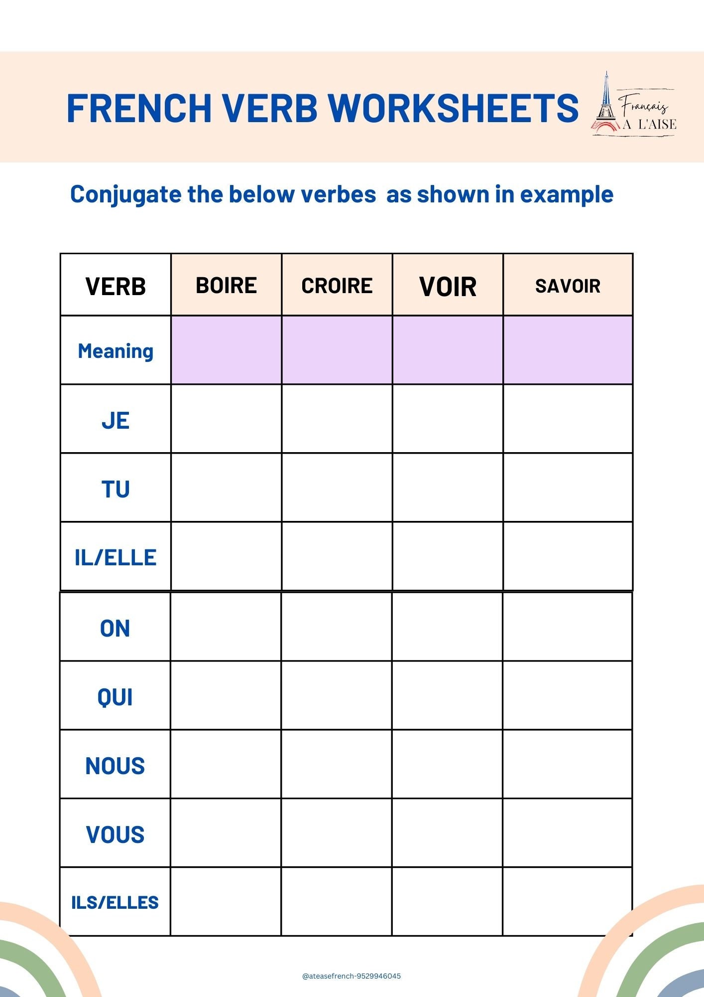 French Verbs Practice Worksheets L Practice Conjugation L Regular ...