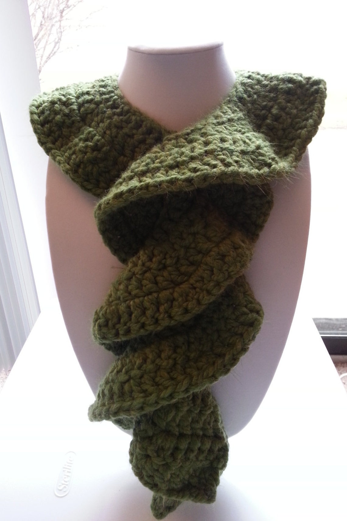 Bufanda verde, bufanda, bufanda de ganchillo, bufanda verde de ...