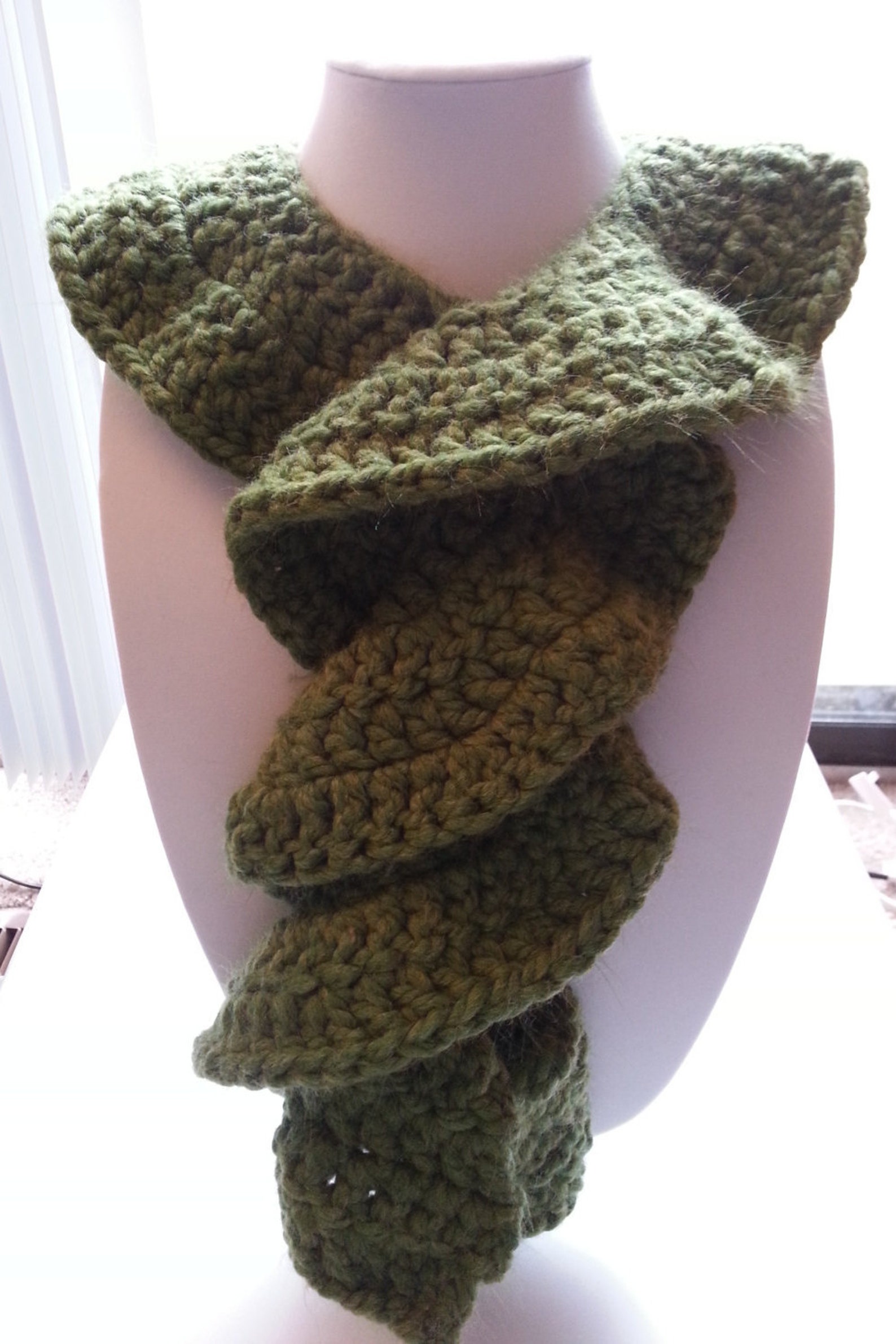Bufanda verde, bufanda, bufanda de ganchillo, bufanda verde de ...