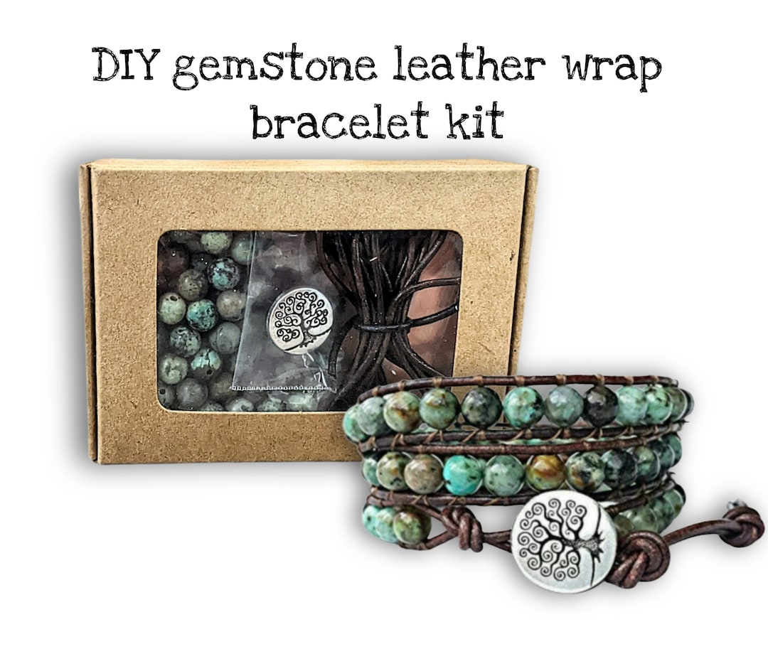 DIY Gemstone Leather Wrap Bracelet Kit: Boho Jewelry Making - Etsy