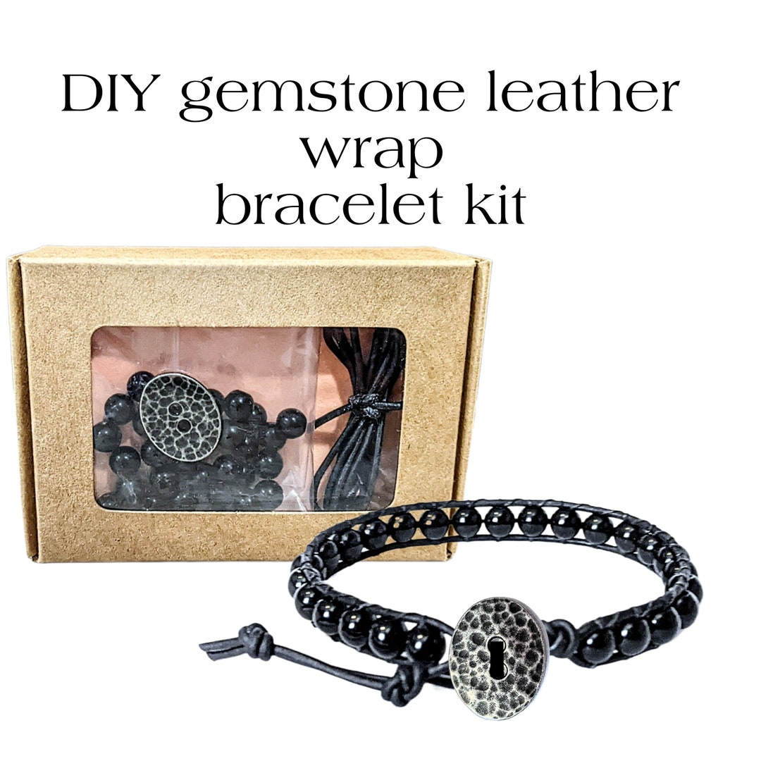 DIY Gemstone Beaded Leather Wrap Bracelet Kit: Adult Craft - Etsy