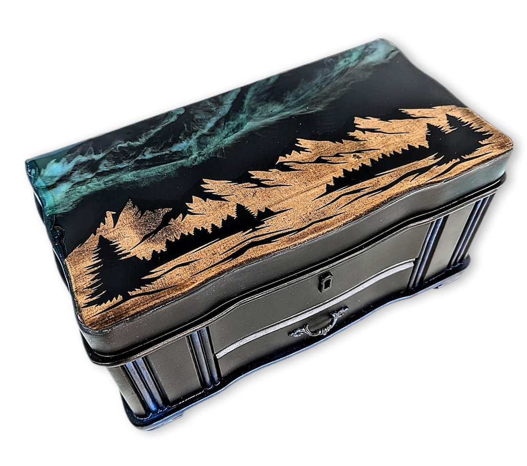 Mountain Range Resin Art Jewelry Box, Custom Hand Painted Jewelry ...