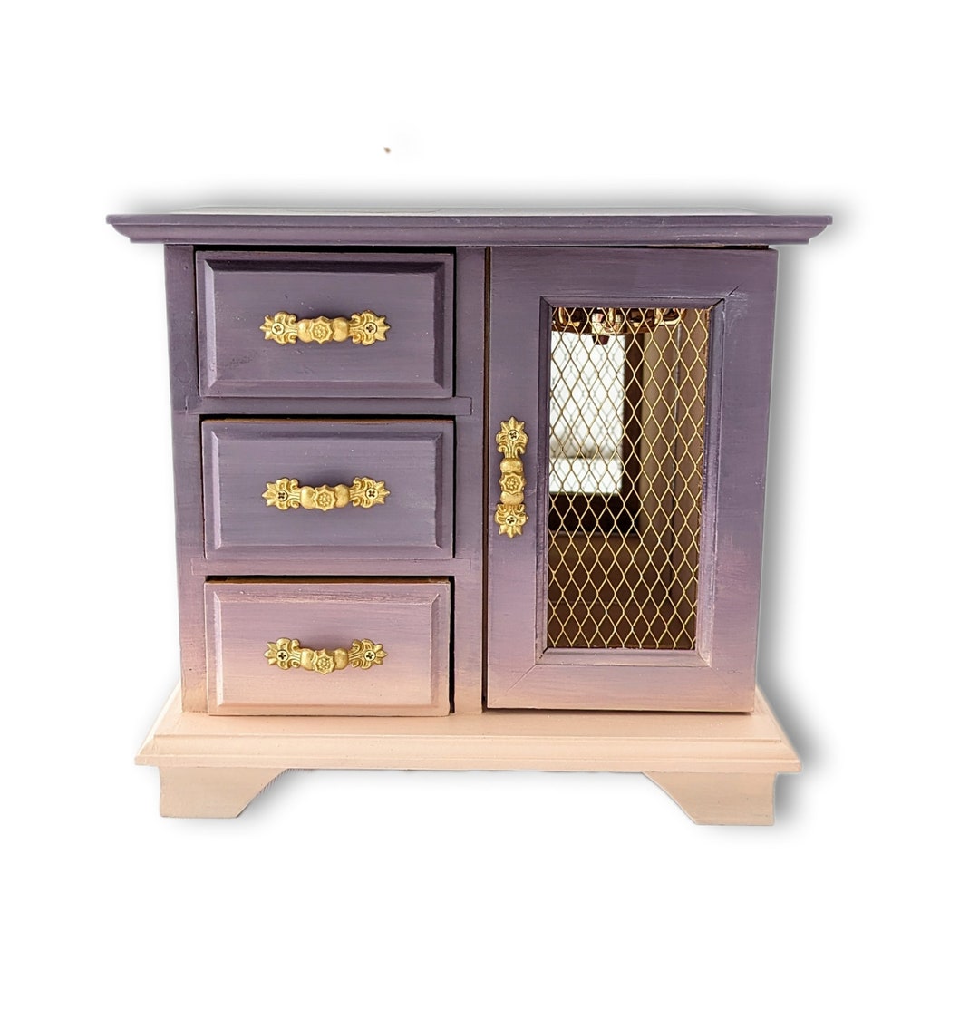 Jewelry Box, Peach and Purple Blended Custom Hand Painted Wood Jewelry ...