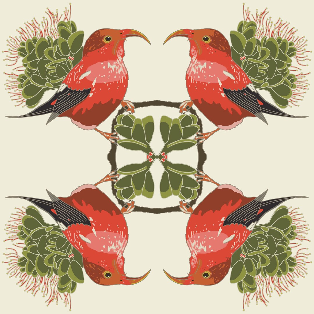 I'iwi Bird Fine Art Print | Hawaiian Endemic Bird, Ohia Lehua - Etsy