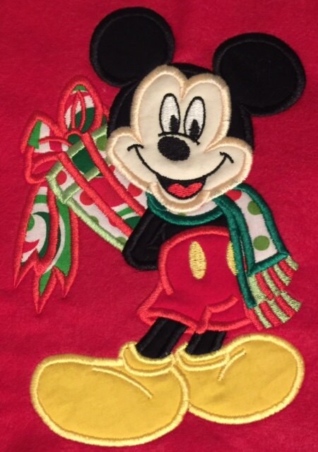 Mickey Mouse with Christmas Gift Embroidery Machine Design | Etsy