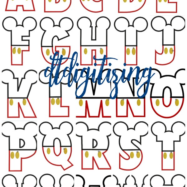 Mickey Mouse Applique Font - Etsy