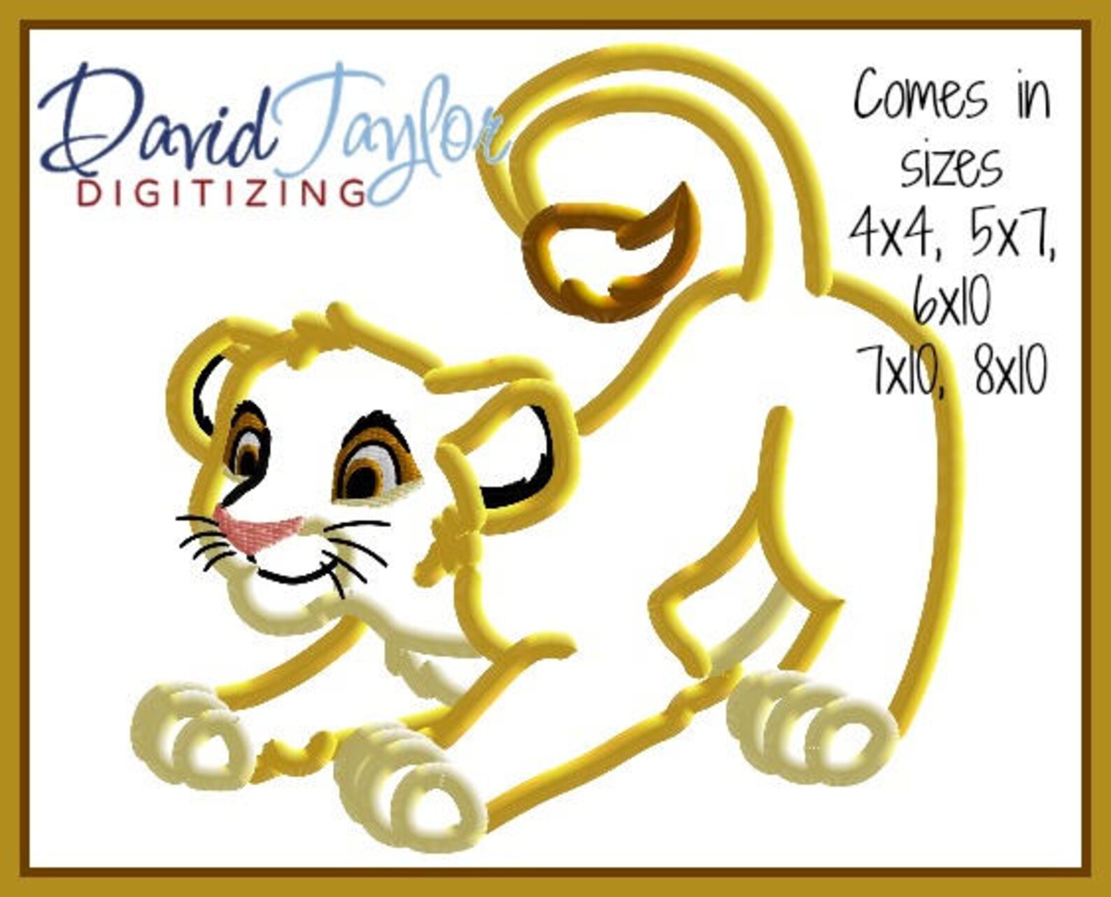 Lion King Baby Simba Embroidery Design 4x4 5x7 6x10 7x10 8x10 - Etsy