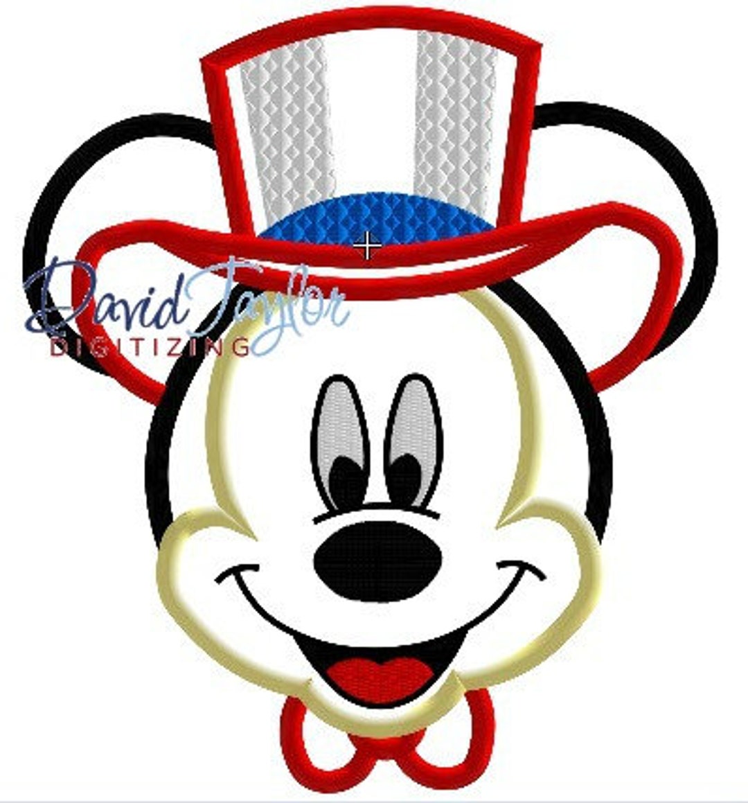 Uncle Sam Mickey 4x4, 5x7 and 6x10 in 9 Formats Applique Instant ...