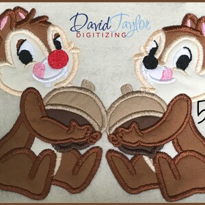 Chip and Dale Acorn Embroidery Design 4x4 5x7 6x10 7x10 in 9 Formats ...