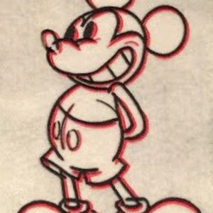 Mickey Grin Sketch Embroidery 4x4, 5x7, 6x10 in 9 Formats Applique ...