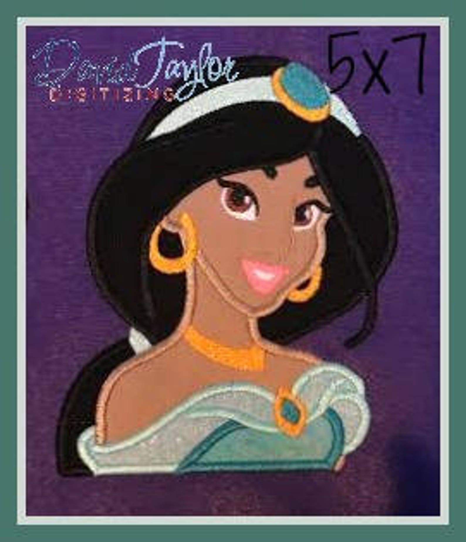 Princess Jasmine Embroidery Design ONLY 4x4 5x7 6x10 7x10 8x10 - Etsy