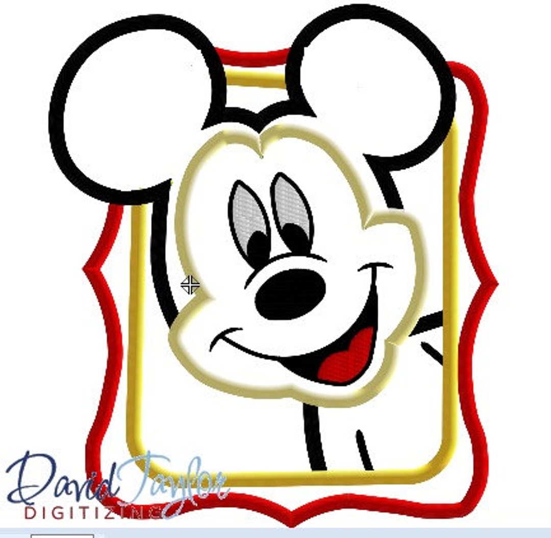 Mickey Frame 4x4, 5x7, 6x10 and 9x8 in 9 Formats Applique Instant ...