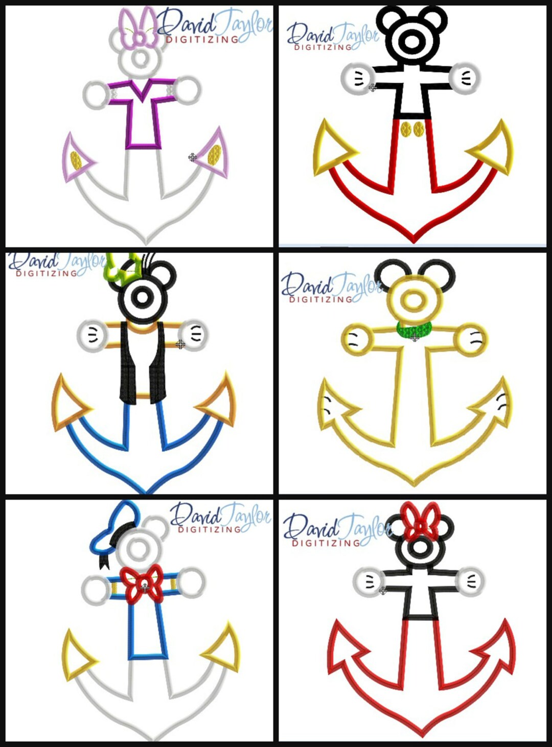 Fab 6 DCL Anchor 6 Designs Embroidery Machine Design 4x4, 5x7, 6x10 ...