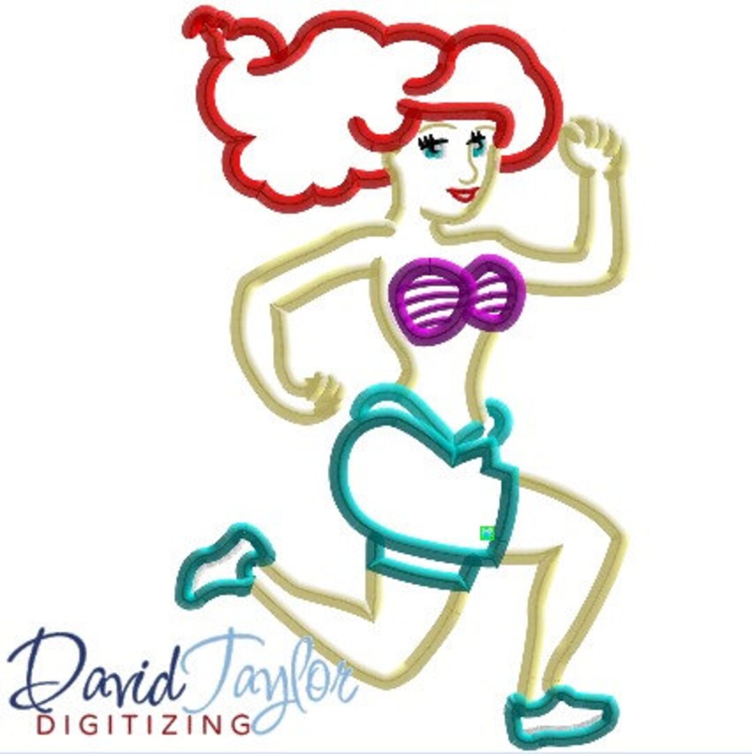 Rundisney Running Ariel 5x7, and 6x10 in 9 Formats Applique Instant ...