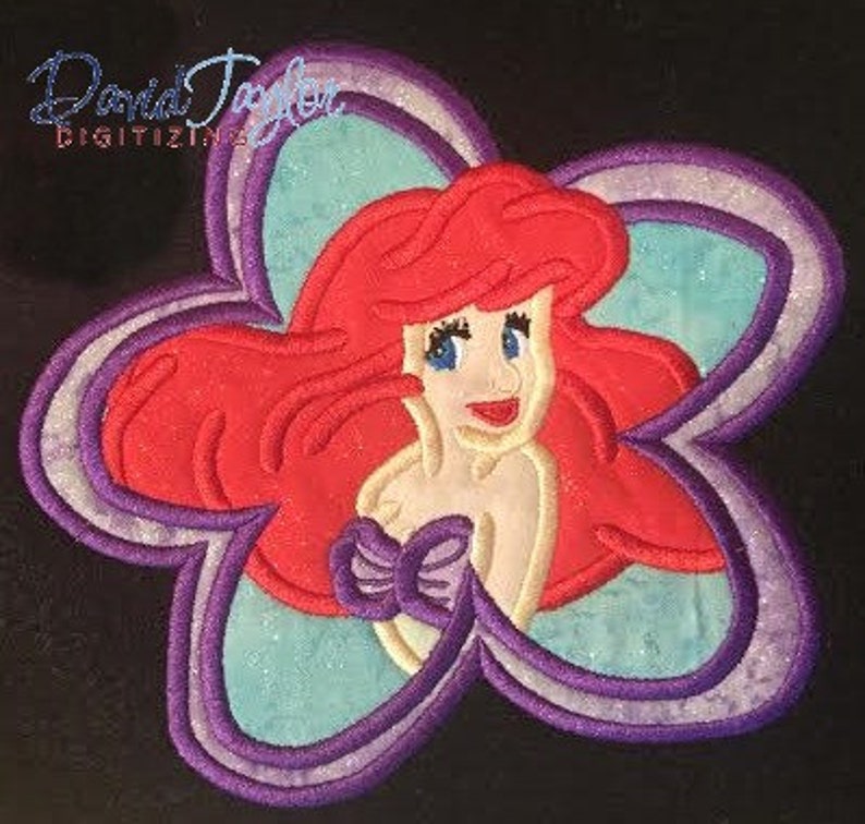 Flower Ariel 4x4 5x7 6x10 and 8x8 in 9 formats Applique | Etsy