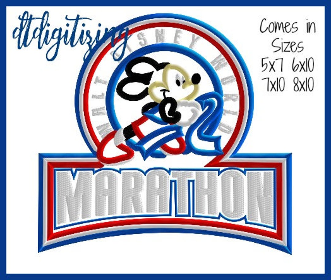 Rundisney WDW Marathon Embroidery Design 5x7 6x10 7x10 8x10 9 Formats ...